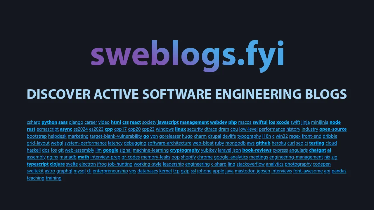 Directory of Software Engineering Blogs - Software Engineering Blog